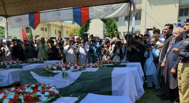 Collective funeral of nine policemen offered at Swat police lines-INP
